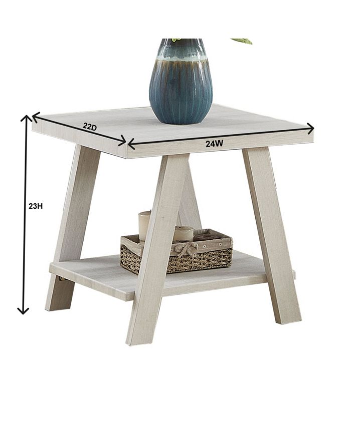 Simplie Fun Two-Tone Wood Shelf End Table in Weathered Walnut and Gray ...
