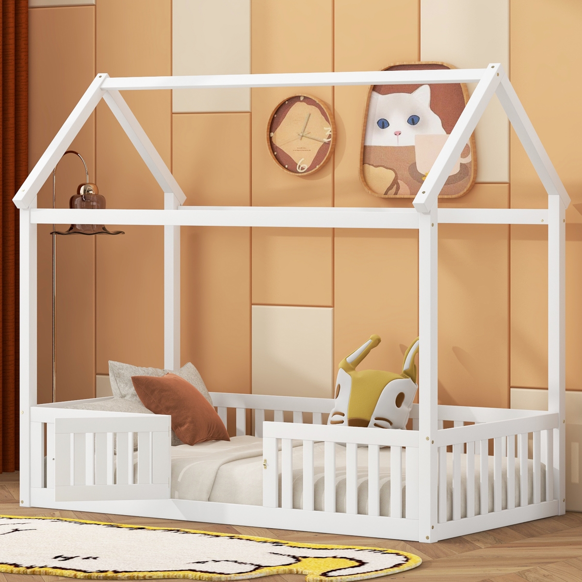 Click here for Streamdale Twin Size Wood House Bed with Fence and... prices