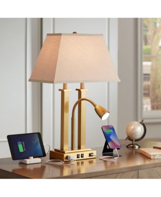 Possini Euro Design Deacon Modern Desk Table Lamp 26" High Brass with ...