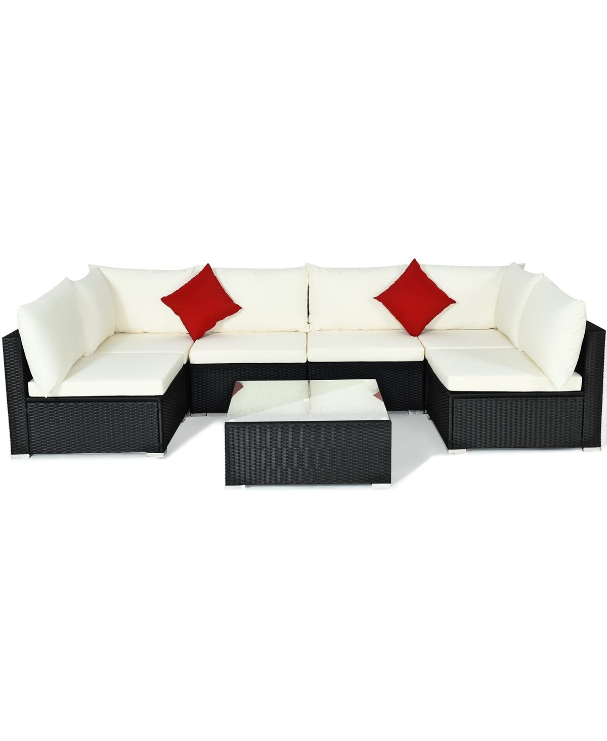 Click here for Sugift 7 Pieces Sectional Wicker Furniture Sofa Se... prices