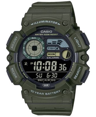 Casio Men's Digital Green Resin Strap Watch 50mm - Macy's