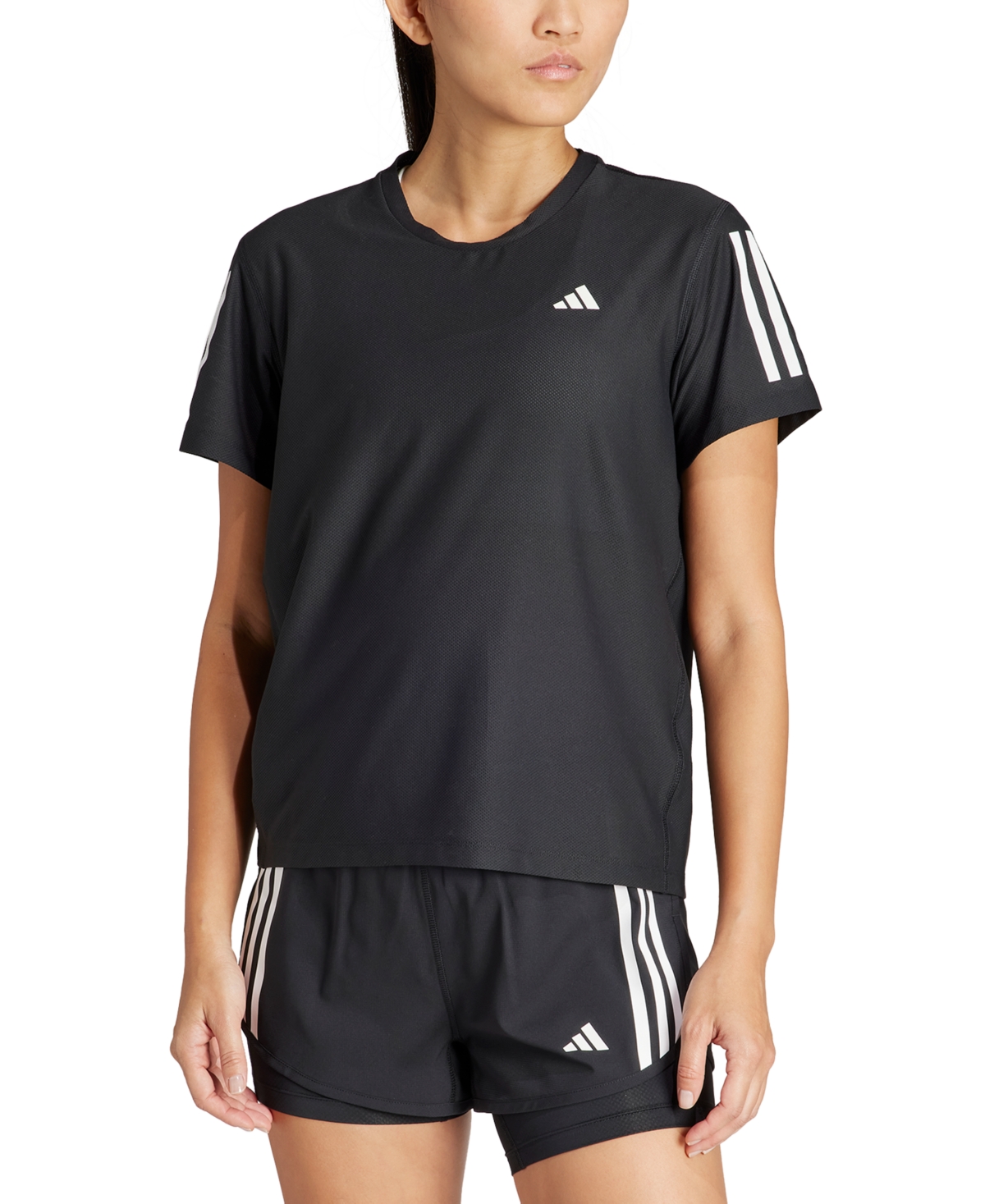 adidas Womens Own The Run Short-Sleeve Running Tee - Black