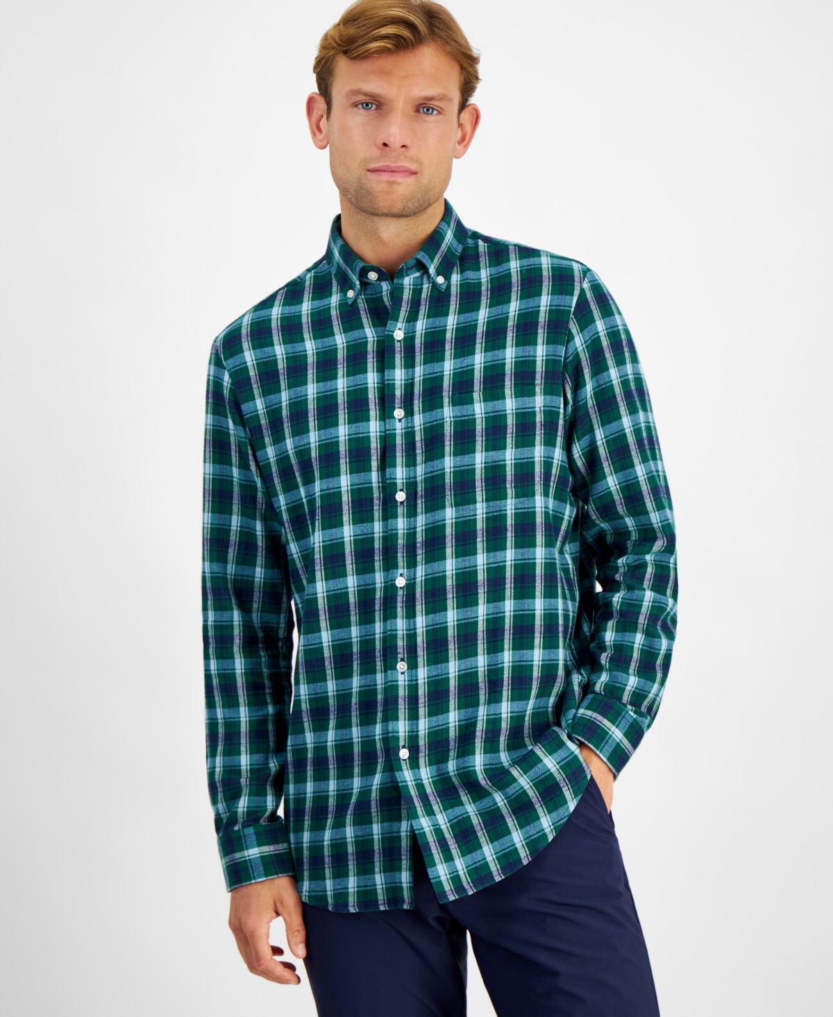 Click here for Club Room Mens Regular-Fit Plaid Flannel Shirt  Cr... prices
