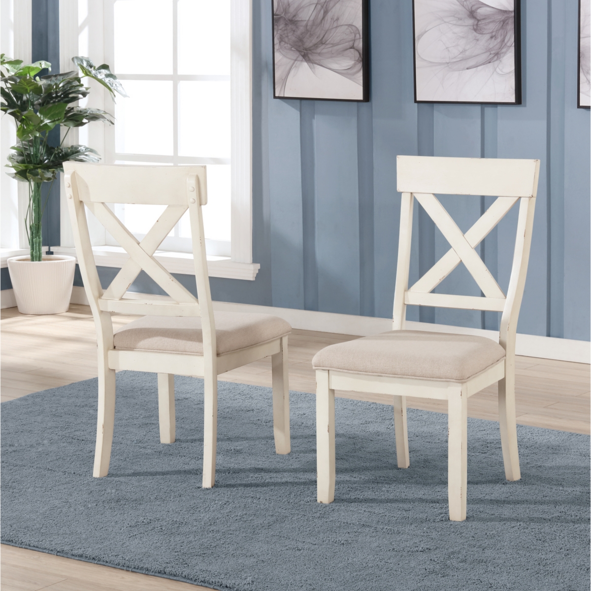 Click here for Simplie Fun Wood Cross Back Upholstered Dining Cha... prices