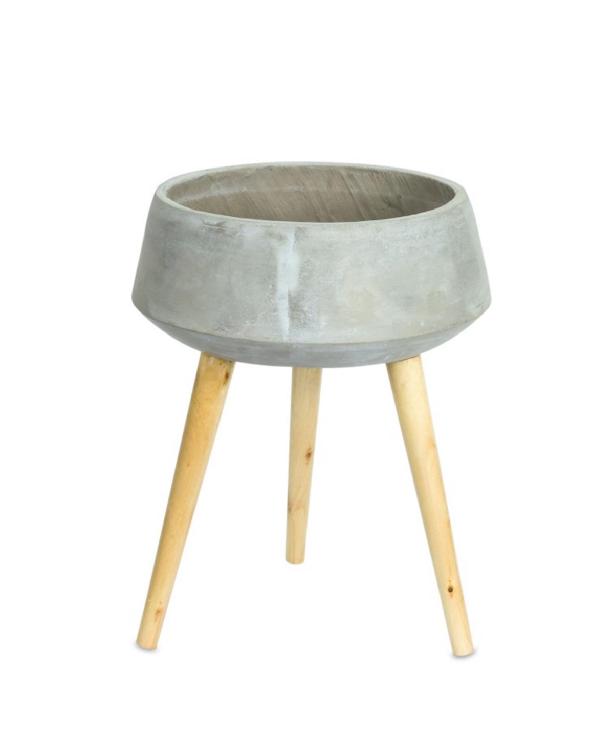 Click here for Slickblue Cement Bowl Planter With Wood Legs 17.5h... prices