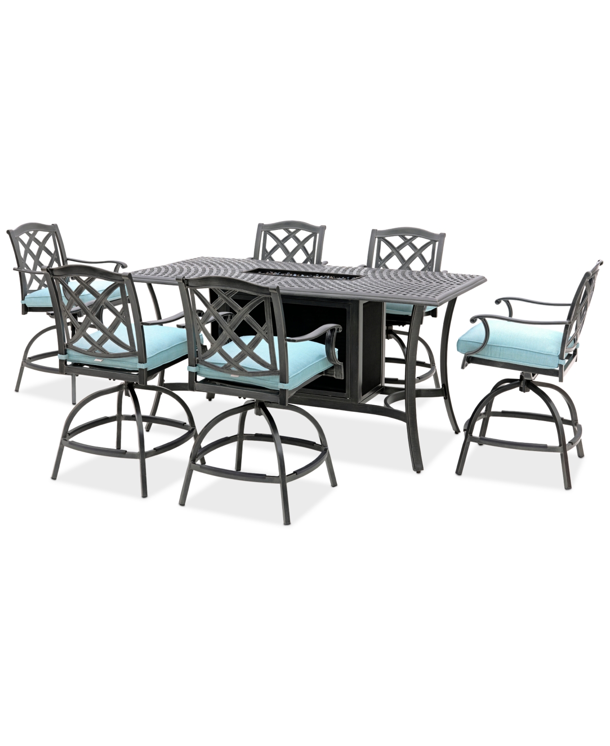 Click here for Wythburn 7-pc. Outdoor Bar Height Fire Pit Chat Se... prices