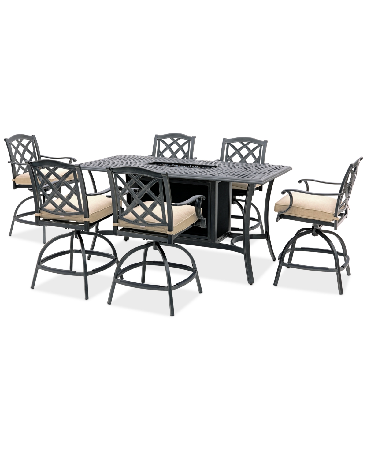 Click here for Wythburn 7-pc. Outdoor Bar Height Fire Pit Chat Se... prices