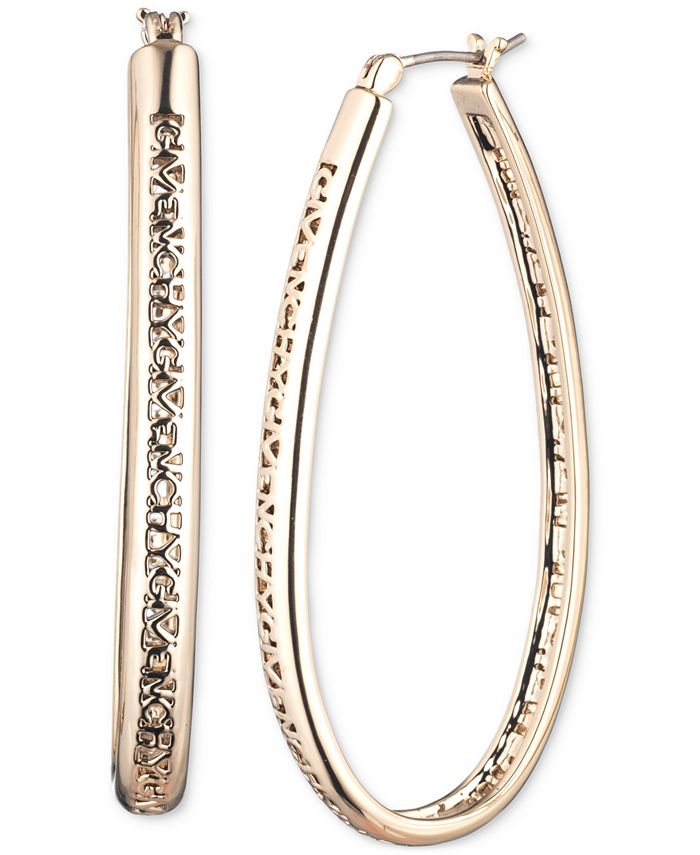 Givenchy Gold-Tone Openwork Logo Elongated Hoop Earrings - Macy's