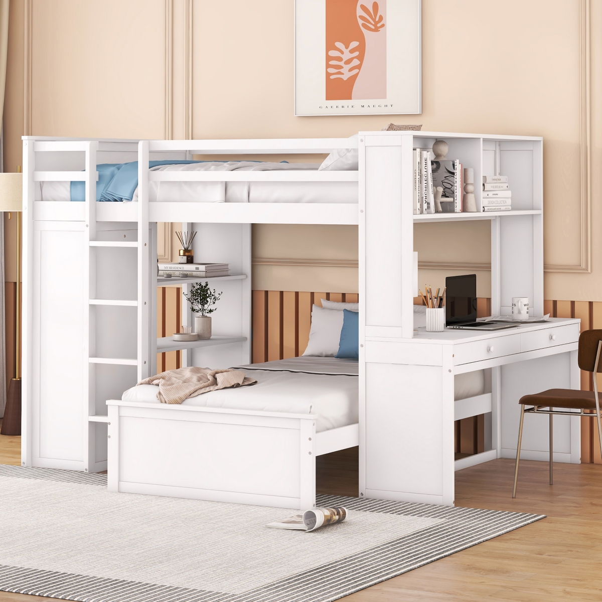 Click here for Streamdale Twin Loft Bed with Desk  Shelves  and W... prices
