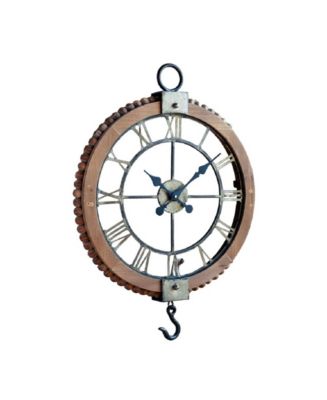 Slickblue Open Face Industrial Wall Clock W/hook Accent 22"d - Macy's