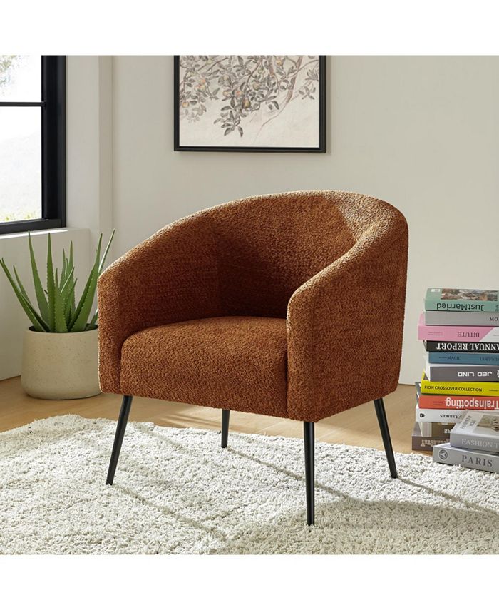 Hulala Home Hal Modern Boucle Armchair with Metal Leg - Macy's