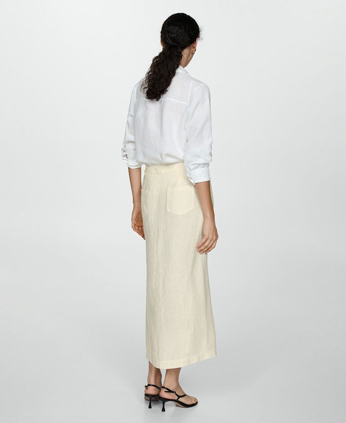 MANGO Women's Slit Detail Linen Skirt - Macy's