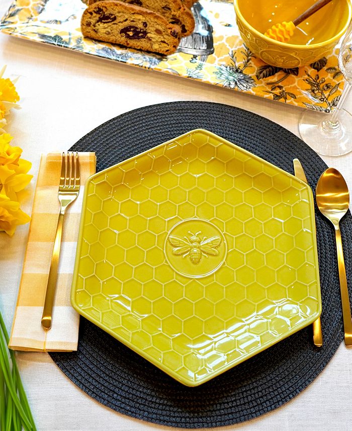 Certified International French Bees Set of 4 Embossed Honeycomb Dinner ...
