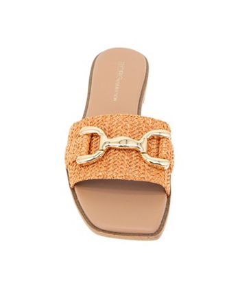 BCBGeneration Women's Lorma Raffia Slide Flat Sandals - Macy's
