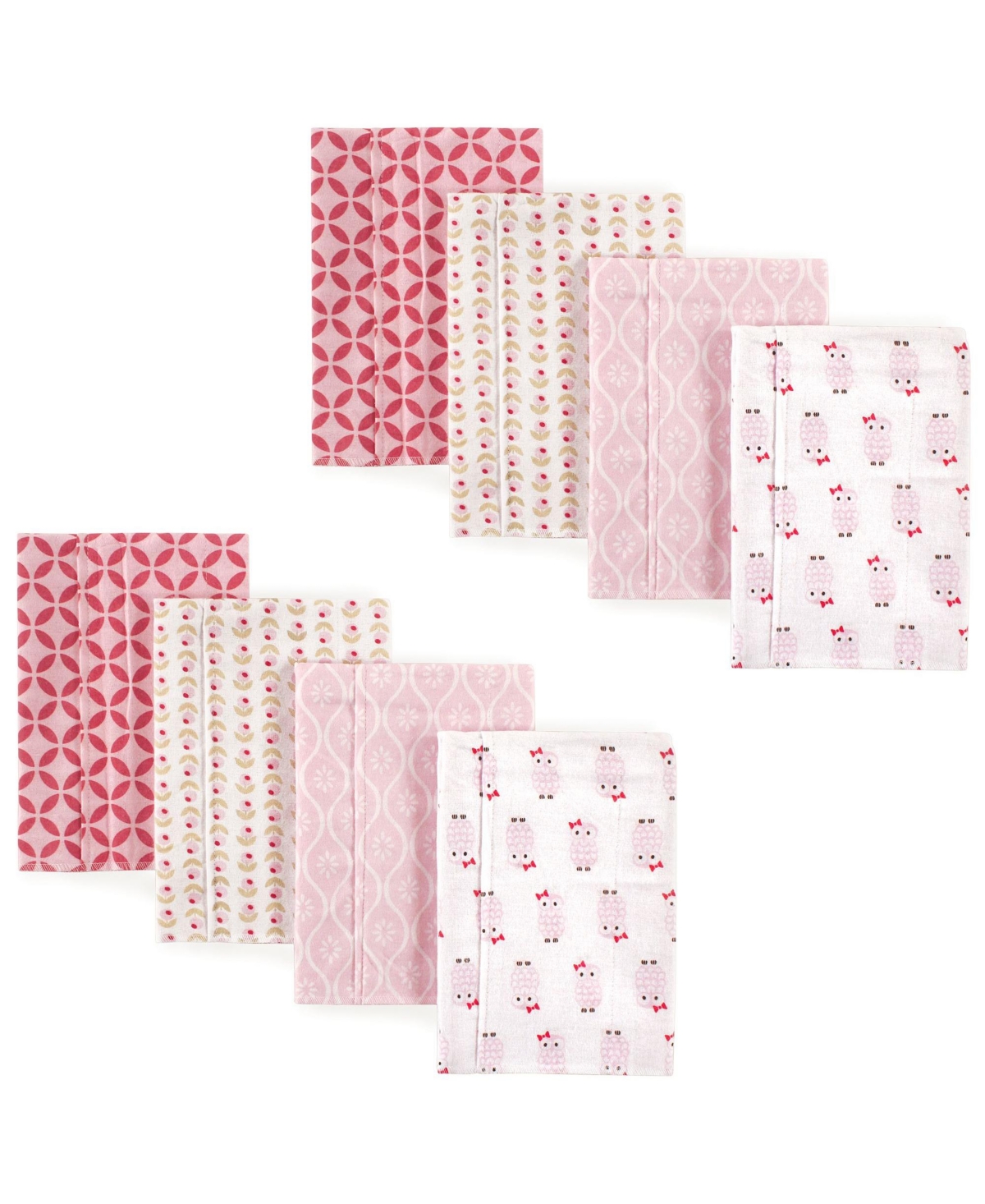 Click here for Hudson Baby Girls 4Pk Burp Cloth - Pink owls 8-pac... prices