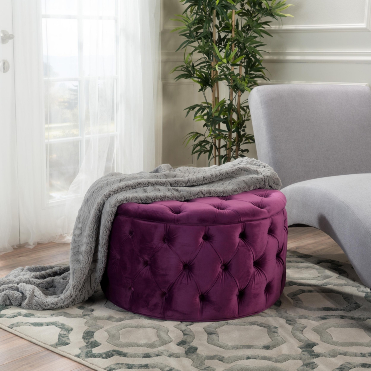 Click here for Streamdale Ottoman Velvet Modern Glam Button Tufte... prices