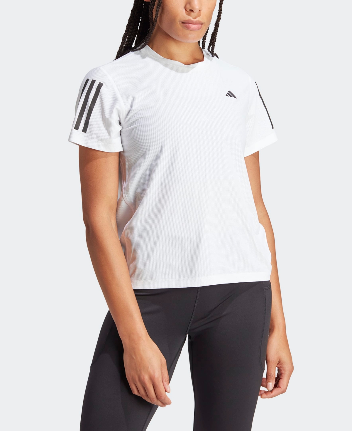 adidas Womens Own The Run Short-Sleeve Running Tee - White
