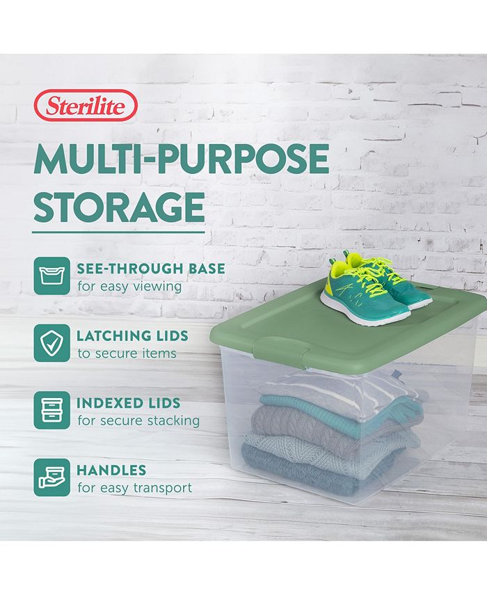 Sterilite 64 Quart Latching Plastic Storage Container Tote, Crisp Green ...