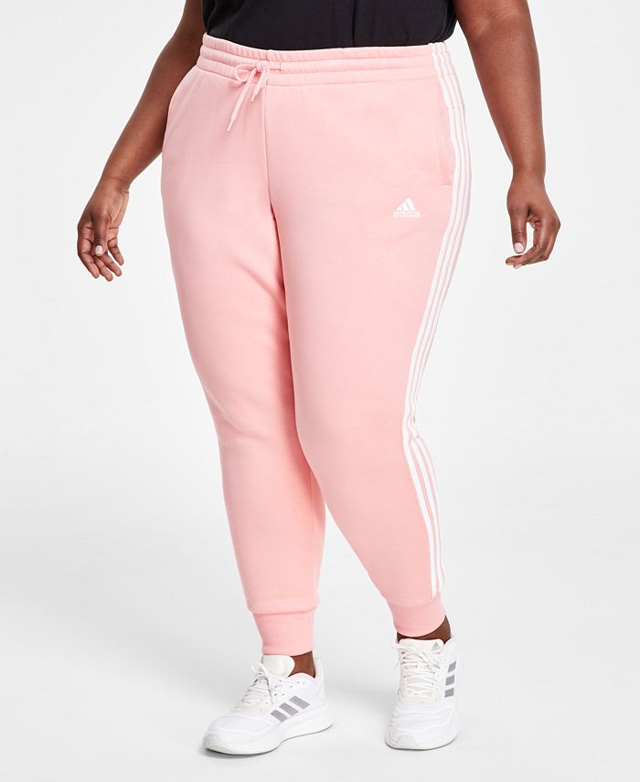 adidas Plus Size Essentials 3-Stripe Fleece Joggers - Macy's
