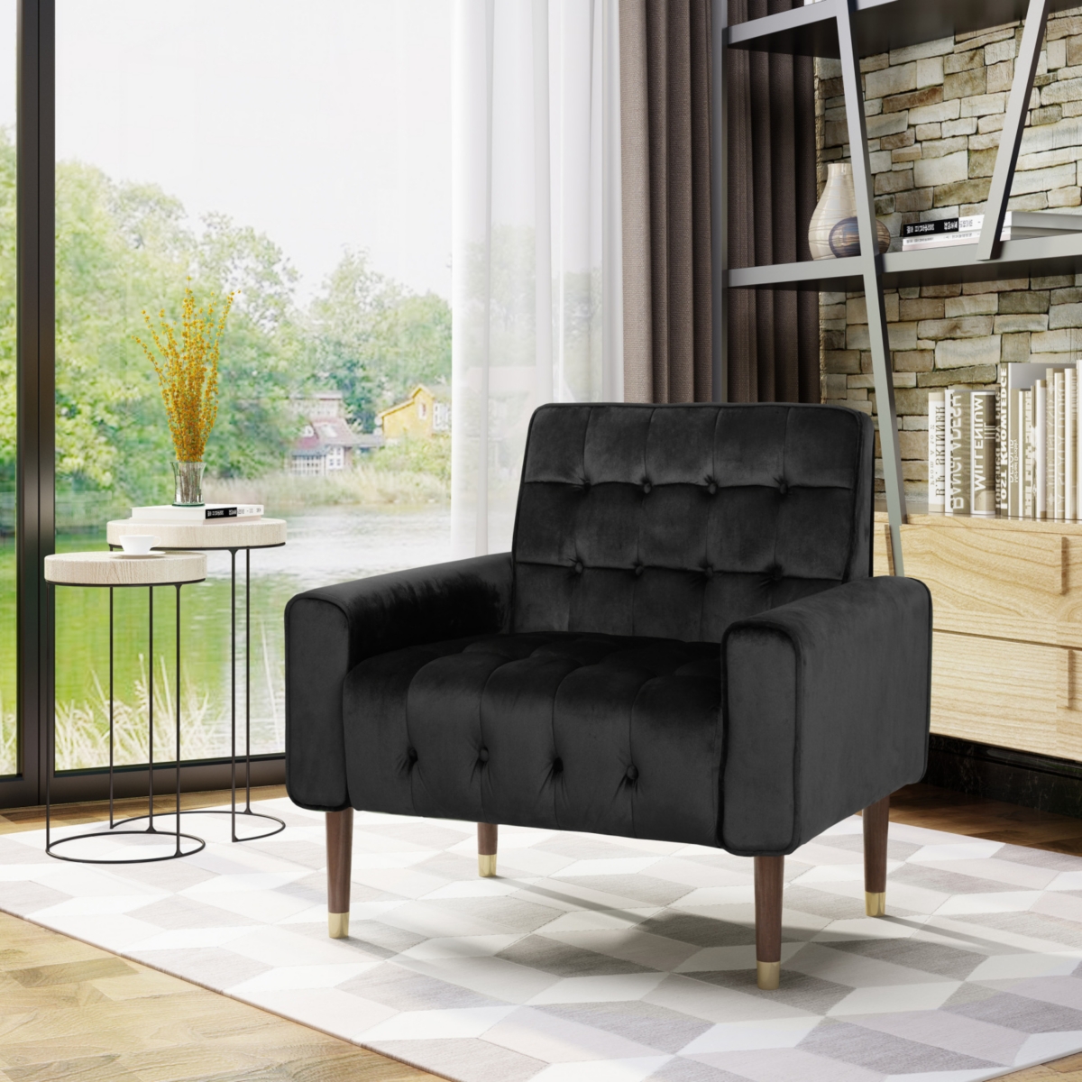 Click here for Streamdale Comfy Velvet Tufted Armchair For Living... prices