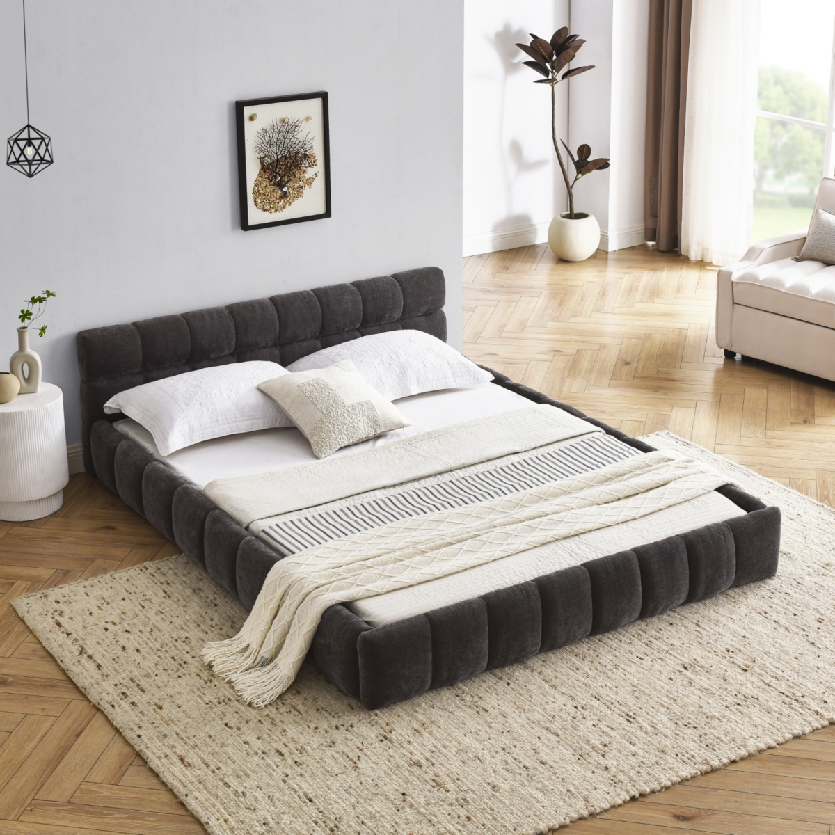 Click here for Streamdale Furniture Modern Queen Bed with Chenill... prices