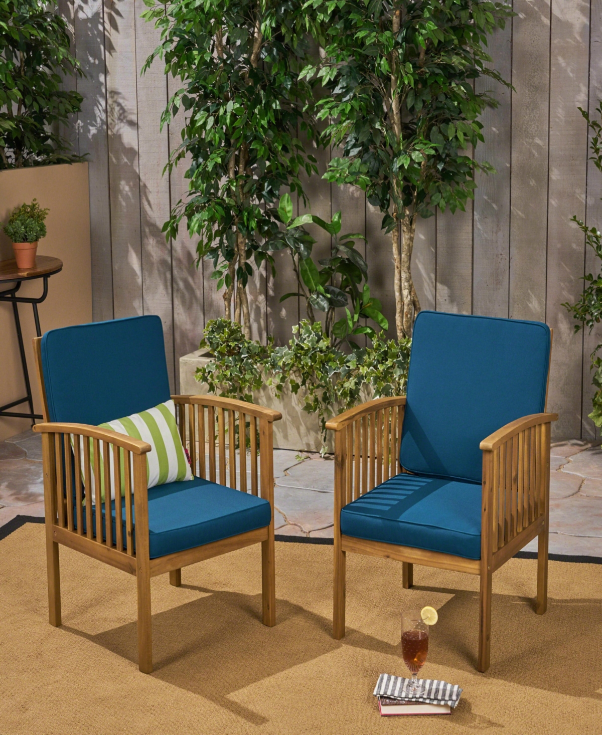Click here for Simplie Fun Acacia Wood Club Chairs With Teal Cush... prices