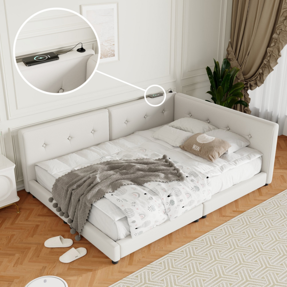 Click here for Streamdale Upholstered Queen Size Platform Bed Wit... prices