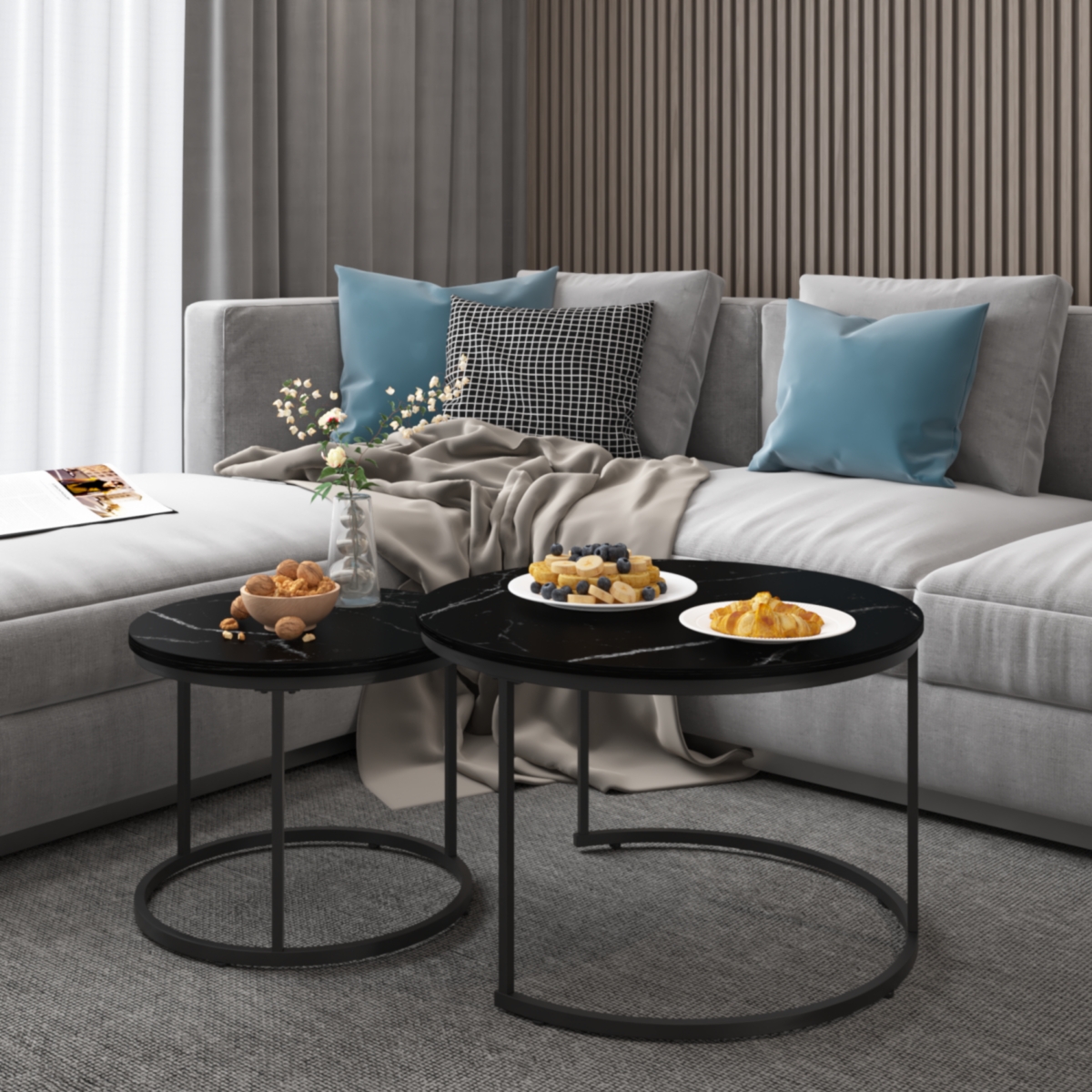 Click here for Streamdale 2-Tier Nesting Coffee Table Set with Ma... prices