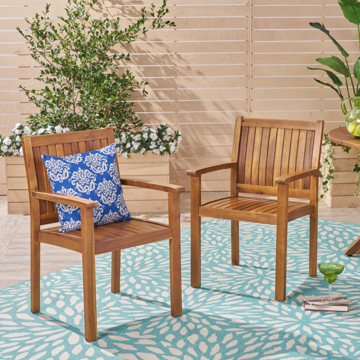 Click here for Streamdale Rustic Acacia Wood Dining Chair With Sl... prices