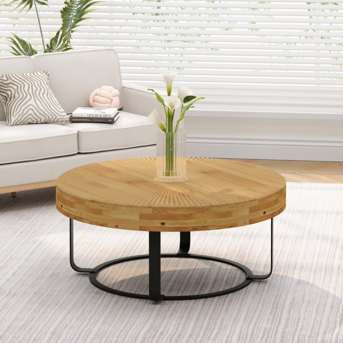 Click here for Streamdale Modern Round Coffee Table with Carved P... prices