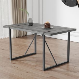 Simplie Fun Industrial MDF Dining Table with Black Metal Legs - Macy's
