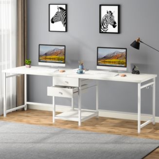 Tribesigns 79 Inch Extra Long Desk, Double Desk with 2 Drawers, Two ...