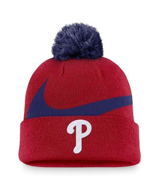 Nike Men's Red Philadelphia Phillies Swoosh Peak Cuffed Knit Hat with ...