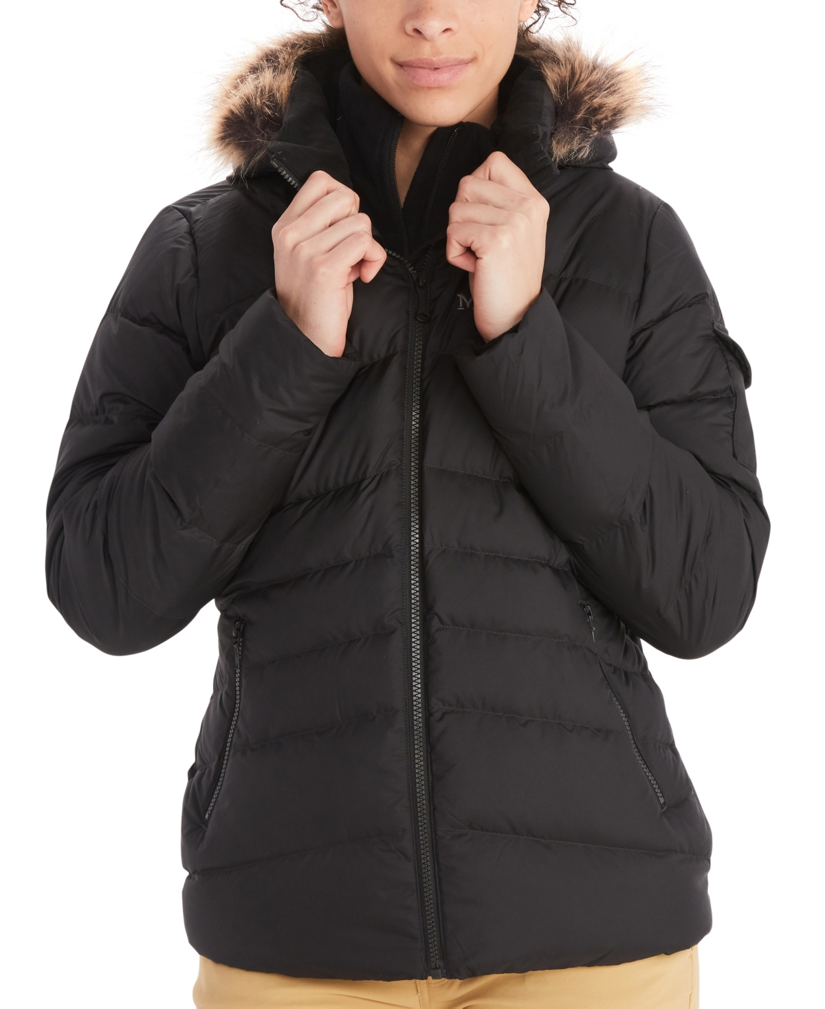 Click here for Marmot Womens Ithaca Hooded Faux-Fur-Trim Jacket -... prices