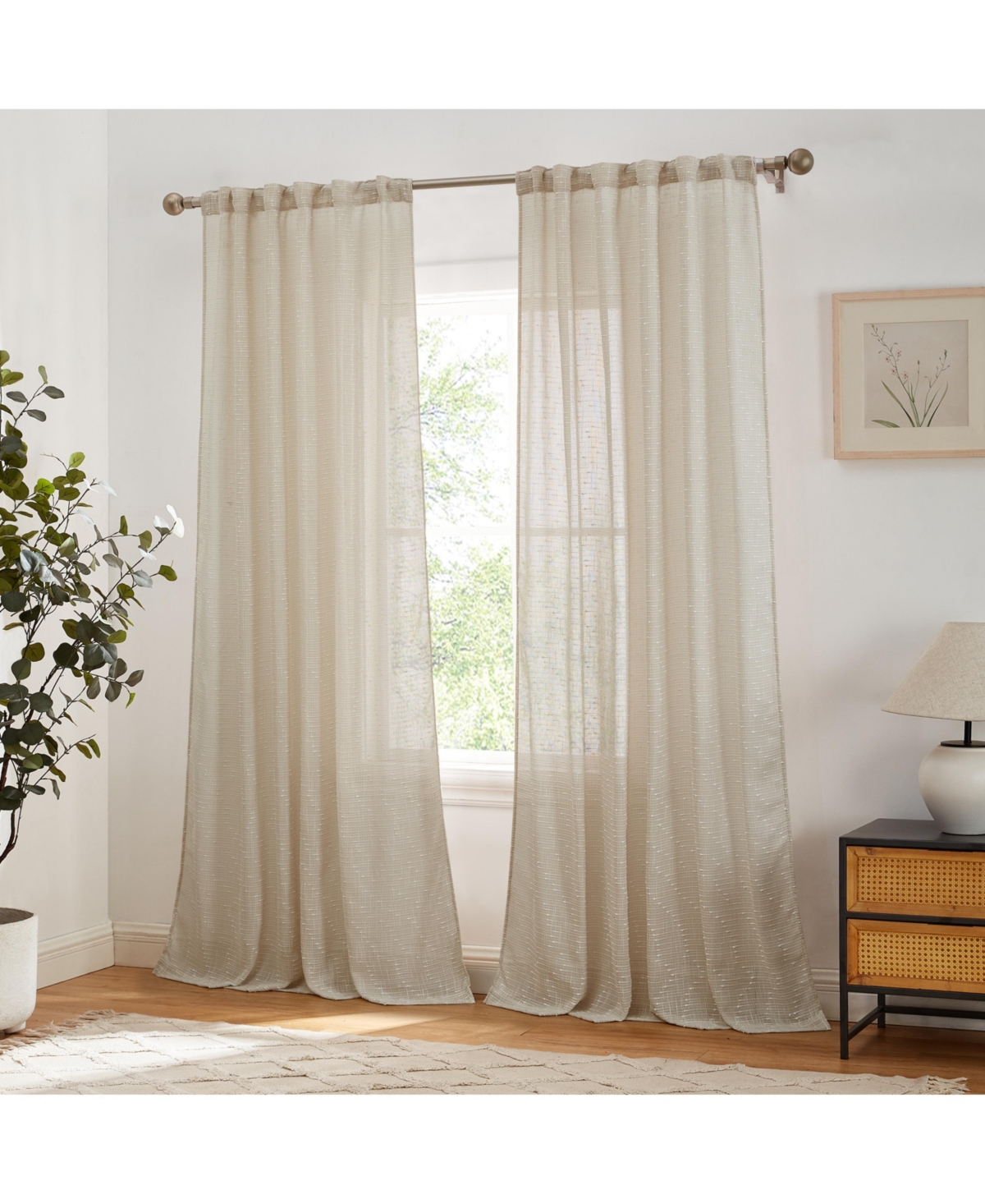 Click here for Hlc.me Emily Faux Linen Semi Sheer Transparent Rod... prices