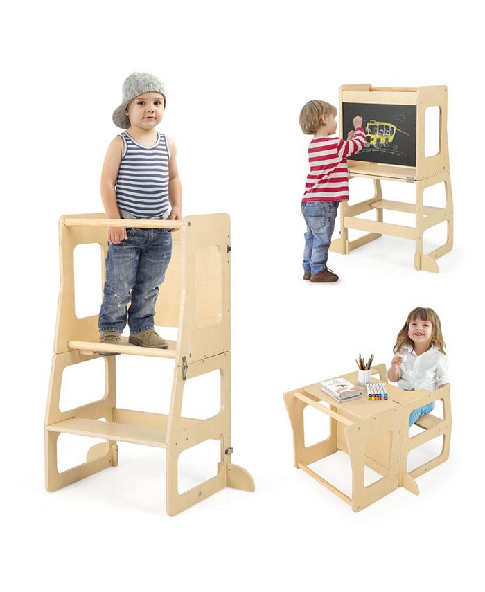 Slickblue 3-in-1 Foldable Kitchen Standing Tower for Toddlers with ...