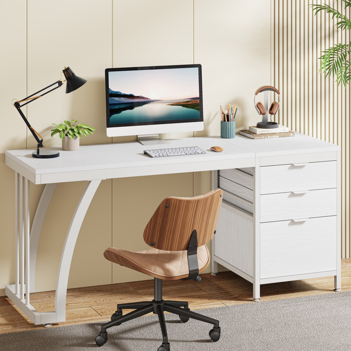 Click here for Tribesigns 59 Inch Computer Desk with 3 Drawers  I... prices