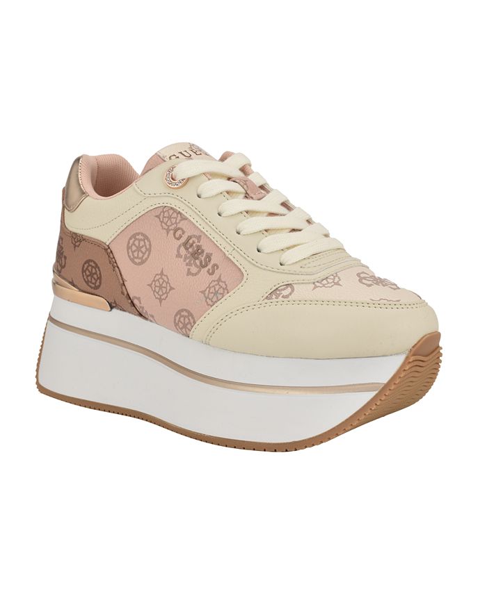 GUESS Women's Camrio Casual Double Platform Lace Up Sneakers - Macy's