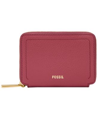 Fossil Logan Leather Zip Around Card Case Wallet - Macy's