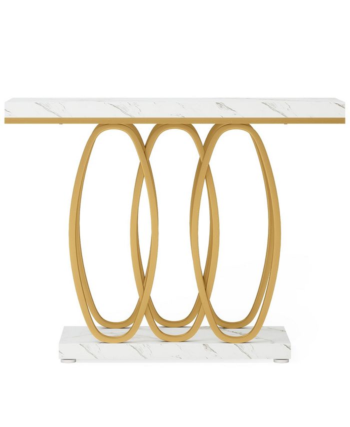 Tribesigns White Gold Entryway table, Luxury Faux Marble Accent Table ...