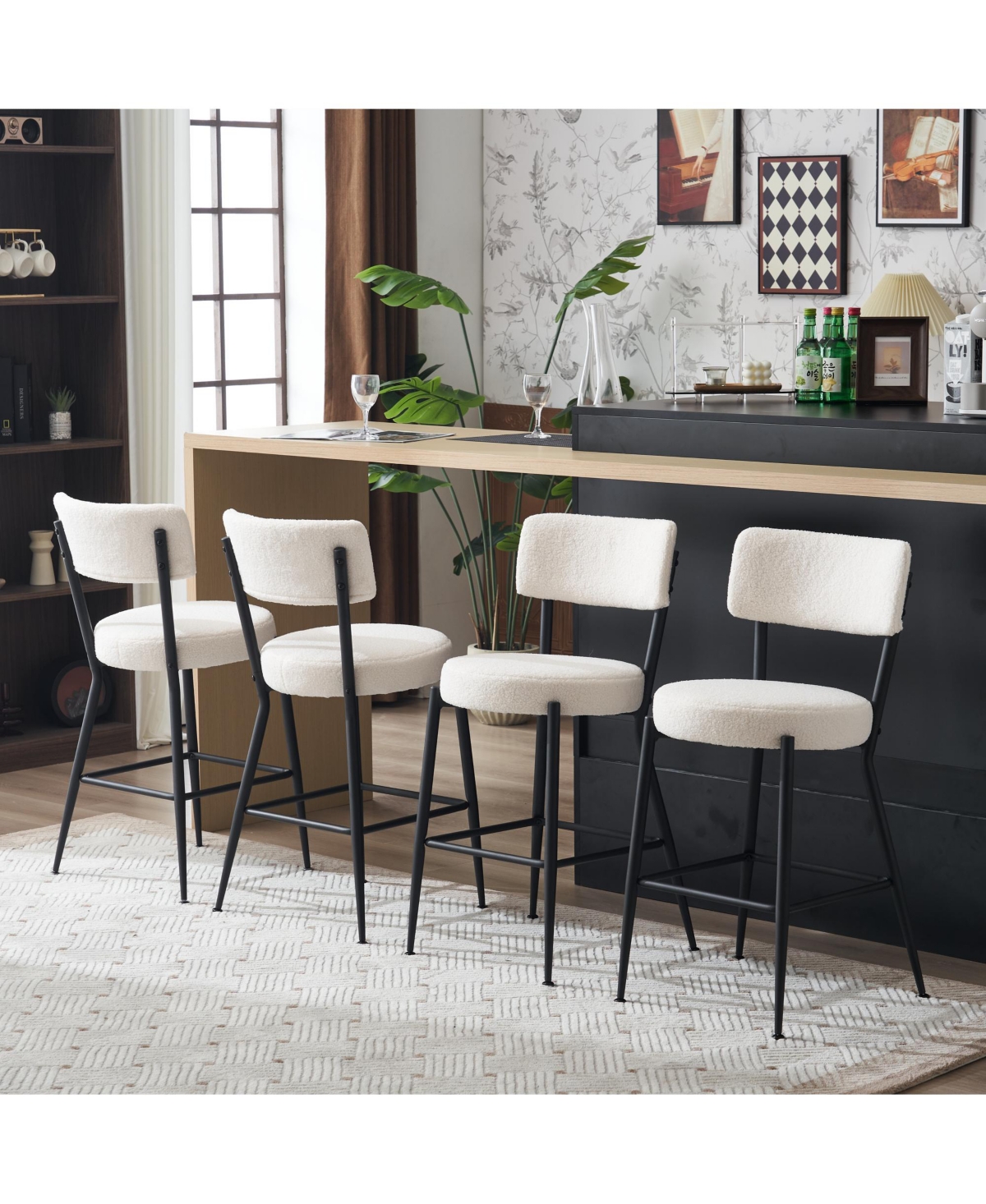 Click here for Teddy Fabric Upholstered Bar Stools (Set of 4) - B... prices