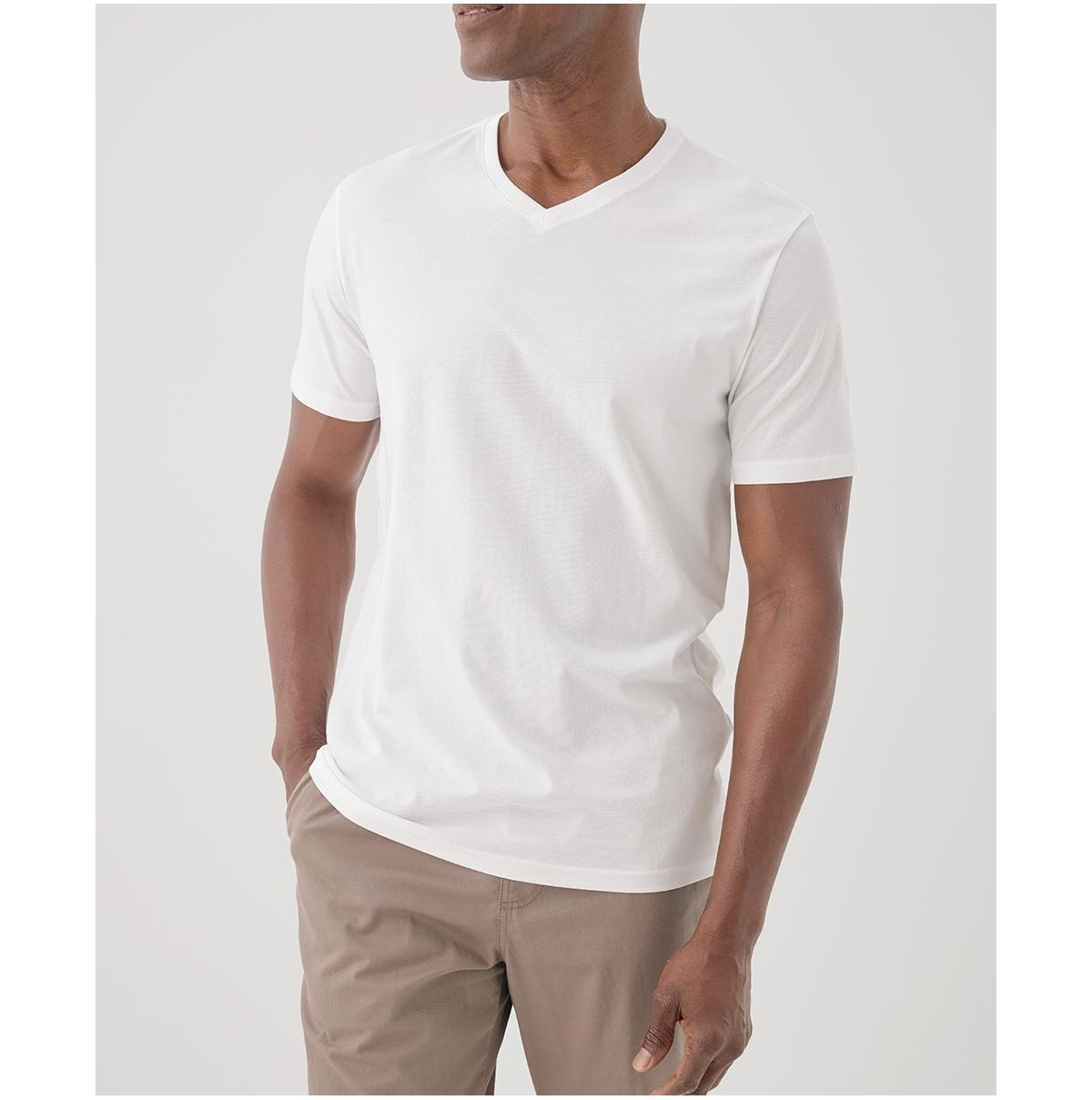 Click here for Pact Mens Organic Cotton Softspun V-Neck Tee - Whi... prices