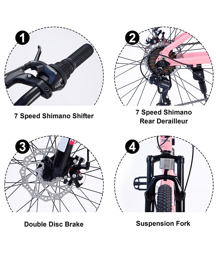 Simplie Fun Mountain Bike for Girls and Boys Mountain 24 inch shimano 7 ...