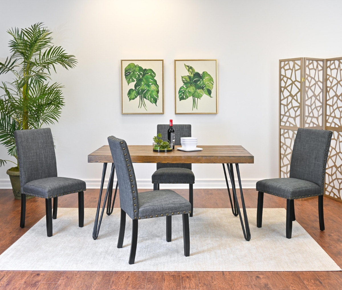Click here for Streamdale Hairpin Dining Set (Table + 4 Chairs) -... prices