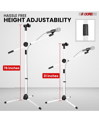 5 Core Mic Stand Collapsible Height Adjustable 31 to 59” Dual Metal ...