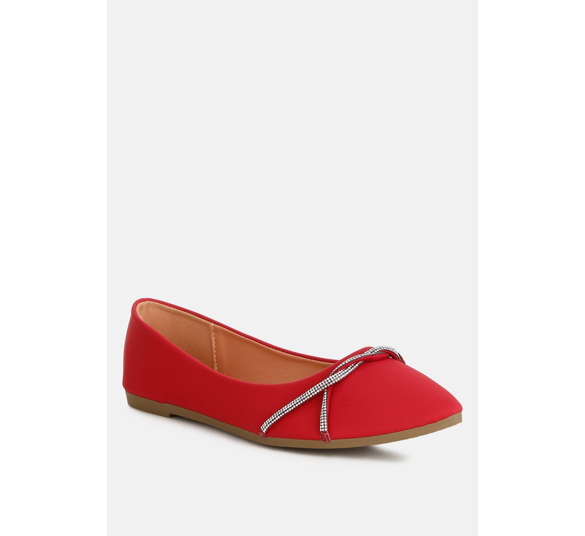 Click here for Playasu Rhinestone Faux Leather Ballerinas - Red prices