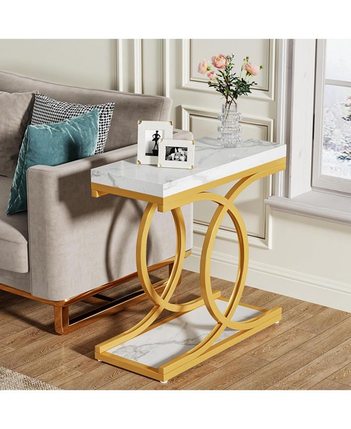 Tribesigns Modern Side Table, Rectangle End Table Narrow Sofa End Table ...