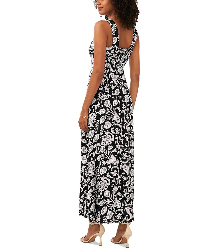 Vince Camuto Floral Square-Neck Smocked-Back Maxi Dress - Macy's