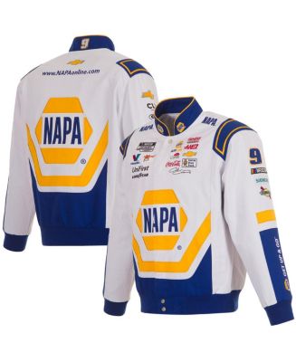 JH Design Men's White Chase Elliott NAPA Twill Driver Uniform Full-Snap ...