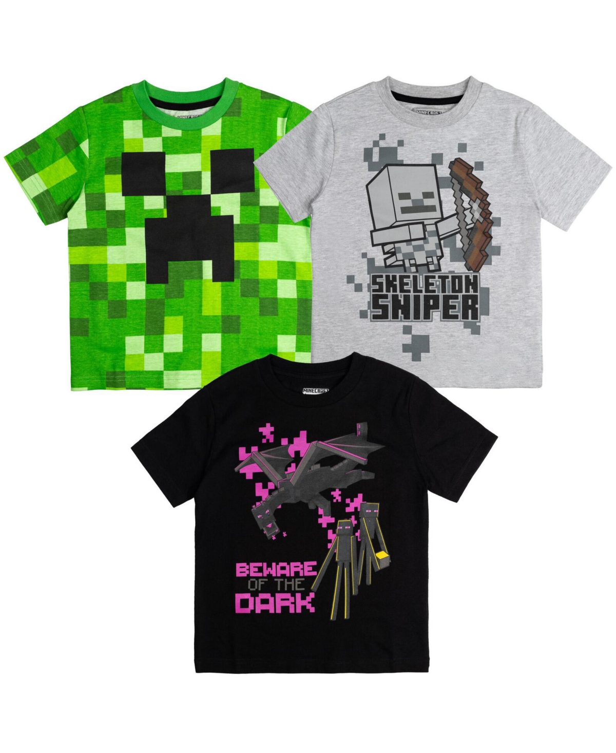 Click here for Minecraft Boys 3 Pack T-Shirts - Green/black/gray prices